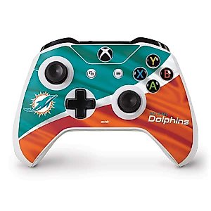 Skinit Decal Gaming Skin Compatible with Xbox One S Controller - Officially Licensed NFL Miami Dolphins Design