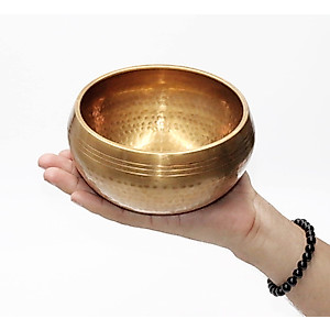SANSKAR NEPAL Tibetan Singing Bowl Hand Hammered - 5.5 Inch - For Mediation, Yoga, Sound Therapy, Spiritual Healing, Prayer, Mind and Body Relaxation (5.5")