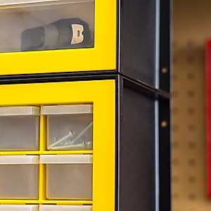 IRIS USA Screw Organizer, Hardware Storage Organizer, 64 Drawer Parts Cabinet, Plastic Drawer Storage for Hardware Crafts, Small Parts, Nuts and Bolts, Tool Storage, Scrapbook Art Hobby - Yellow