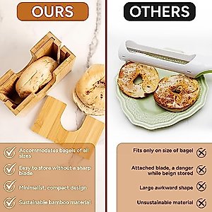Bagel Slicer for Small and Large Bagels - Adjustable Bagel Cutter Slicer - Bamboo Muffin Slicer w/Minimalist Design - Easy to Use English Muffin & Mini Bagel Bamboo Bread Slicer