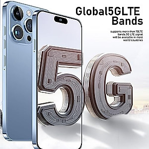 Travel Cheap i15 Pro Max Smartphone, 16GB RAM 1TB ROM, 6800Mah, 7.3INCH HD Capsule Screen, Original Unlocked 5G Mobile Phones for Birthday Gifts,Blue-1TB