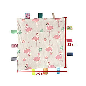 G-Tree Pink Baby Tag Comforter Taggy Blanket, Security Blanket with Multi-Coloured Tag, Taggy Plush Comforter - Pale Pink Textured Underside