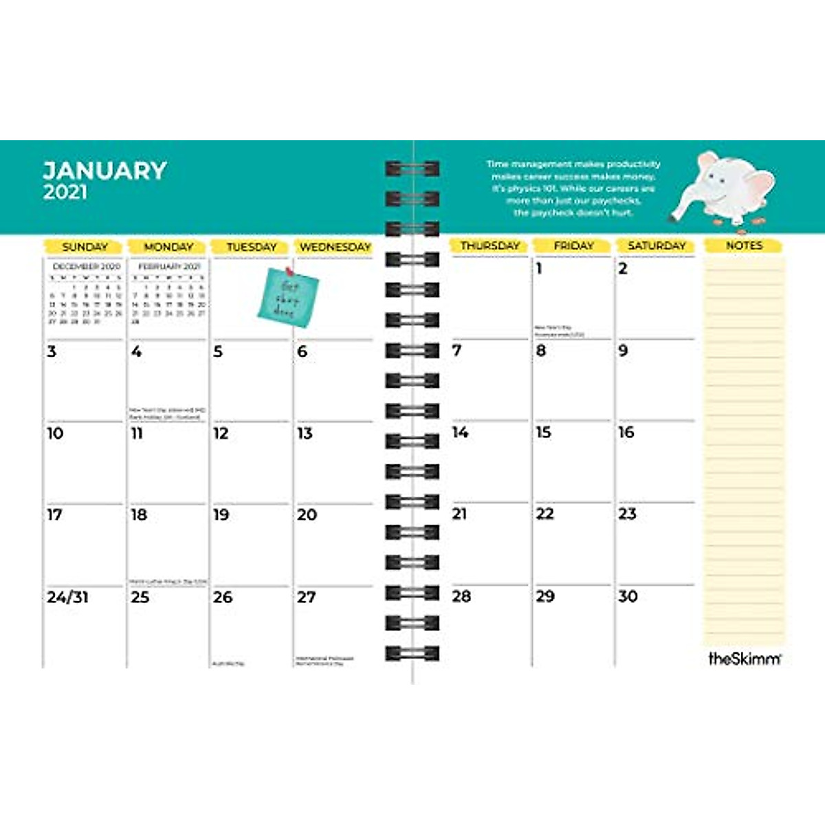 How to Skimm Your Life 17-Month 2020-2021 Monthly/Weekly Planning Calendar