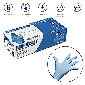 Care Plus NITRILECARE Blue Nitrile Exam Gloves, 100-Count S M L XL, 3 Mil, Clinic-Office-Daily, Medical, First-Aid, Clinics, Cooking, Cleaning, Puncture-Resistant (8FZ0003U)