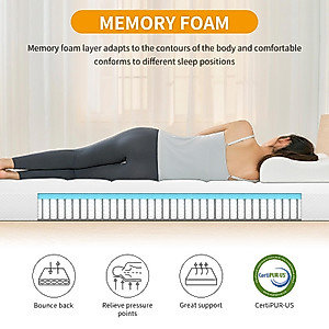 PIKAQTOP 5 Inch Gel Memory Foam Full Size Mattress - Gel Infusion, Comfy Support - CertiPUR-US Certified -Full Bed Mattress