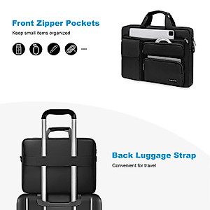 MOSISO Laptop Shoulder Bag Compatible with MacBook Air/Pro,13-13.3 inch Notebook,Compatible with MacBook Pro 14 inch M4 M3 M2 M1 with 2 Raised&1 Flapover&1 Horizontal Pocket&Handle&Belt, Black