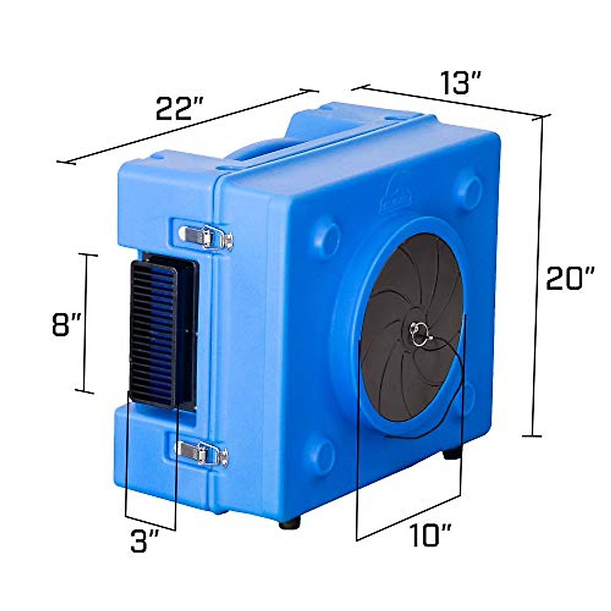 B-Air RA-650 HEPA Air Scrubber Commercial Industrial Grade Air Purifier Negative Air Machine for Water Damage Restoration, Blue