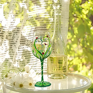 NymphFable Ladybug Wine Glass Hand Painted Wine Glass Personalised Ladybug Birthday Gift for Women, 15oz