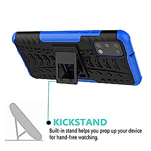 SKTGSLAMY Galaxy A02S Case,Samsung A02S Case,with HD Screen Protector, [Shockproof] Tough Rugged Dual Layer Protective Case Hybrid Kickstand Cover for Samsung Galaxy A02S (Blue)