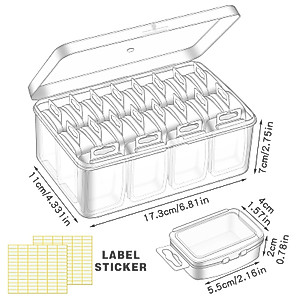 FOUSNOW 21 Pcs Small Bead Organizers With Lids, Mini Clear Plastic Containers and Storage Box for Collecting Jewelry, Bead, Sticker, with Hinged Lid Transparent Craft Supply Case