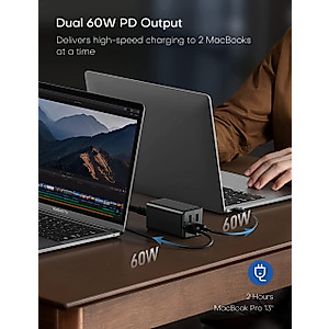 USB C Charger, KOVOL 120W GaN III USB C Charging Station, Powerful USB C Charger 100W, 4 Port Desktop Fast PD 3.0 Charger for MacBook Pro/Air, Dell, iPad Pro, iPhone 13/12, Galaxy and More