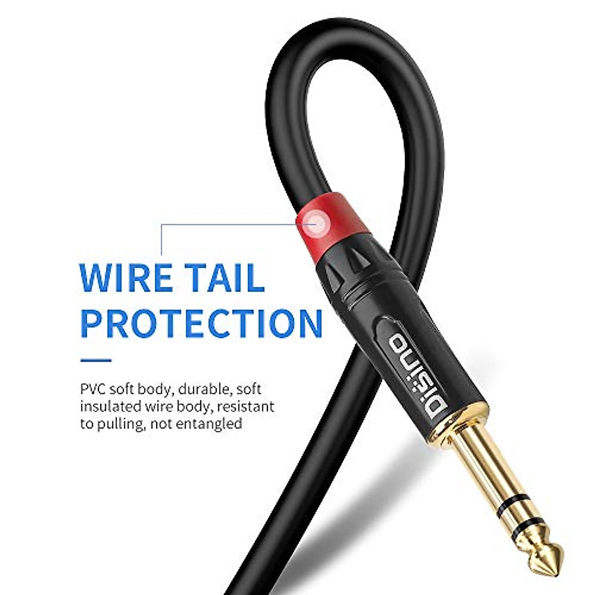 Disino 1/4 inch TRS Stereo Y-Splitter Insert Cable, 1/4 Inch Male Jack to Dual 1/4inch(6.35mm) Male TS Mono Breakout Cable Audio Patch Cord - 3.3 Feet/1 Meter