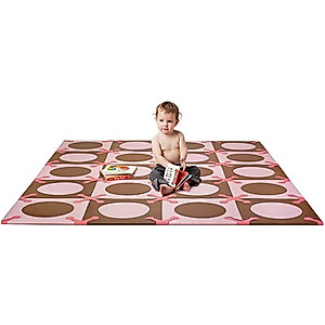 Skip Hop 20 Piece 70"x56" PlaySpot Floor Mat, Pink/Brown (Discontinued by Manufacturer)