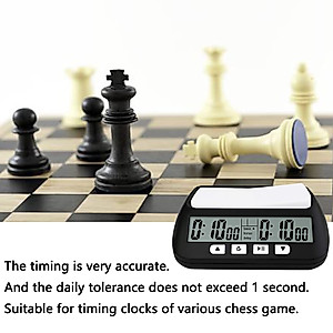 MOSTRUST Chess Clock Digital Chess Timer Professional for Board Games with Alarm, 3-in-1 Multifunction Portable Chess Clock, 2 AA Battery Included (Black)