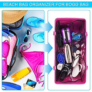 Fayayuan Clear Beach Bag Organizer Compatible with Original Bogg Bag X Large Size, Insert Divider Pouch Zipper for Bags Accessories,7 Pockets, Transparent & Black
