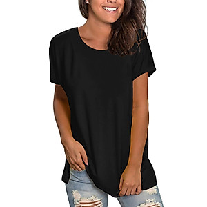 Tshirts for Women Short Sleeve Summer Tops 2024 Trendy Black Womens T Shirts Loose Fit XL