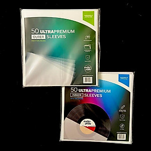 Vinyl Record Outer Sleeves - Audiophile Approved Ultra Premium 4Mil Sleeves - 50 Pack for 12” Records - Slim Fit: Single & Double Lps - Super Soft Archival Quality Plastic Covers