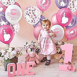 48 Pieces Princess Balloons Princess Birthday Party Balloons Pink Confetti Latex Balloons Princess Party Decorations for Baby Shower Birthday Wedding Party Favors