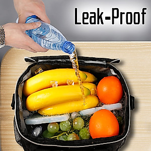 GENFEEL Insulated Lunch Bags Men/Women With 4 IcePacks,Men Lunch Bag With Ice Pack,Built In Ice Pack Men Lunch Bog With Adjustable Shoulder Strap, Men Lunch Bags for Office School Work Camping