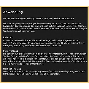 Momo's Garage® Carnauba Wax Varnish Quick Sealing Gloss Booster High Gloss Includes Pad + Microfibre Cloth Car Wax