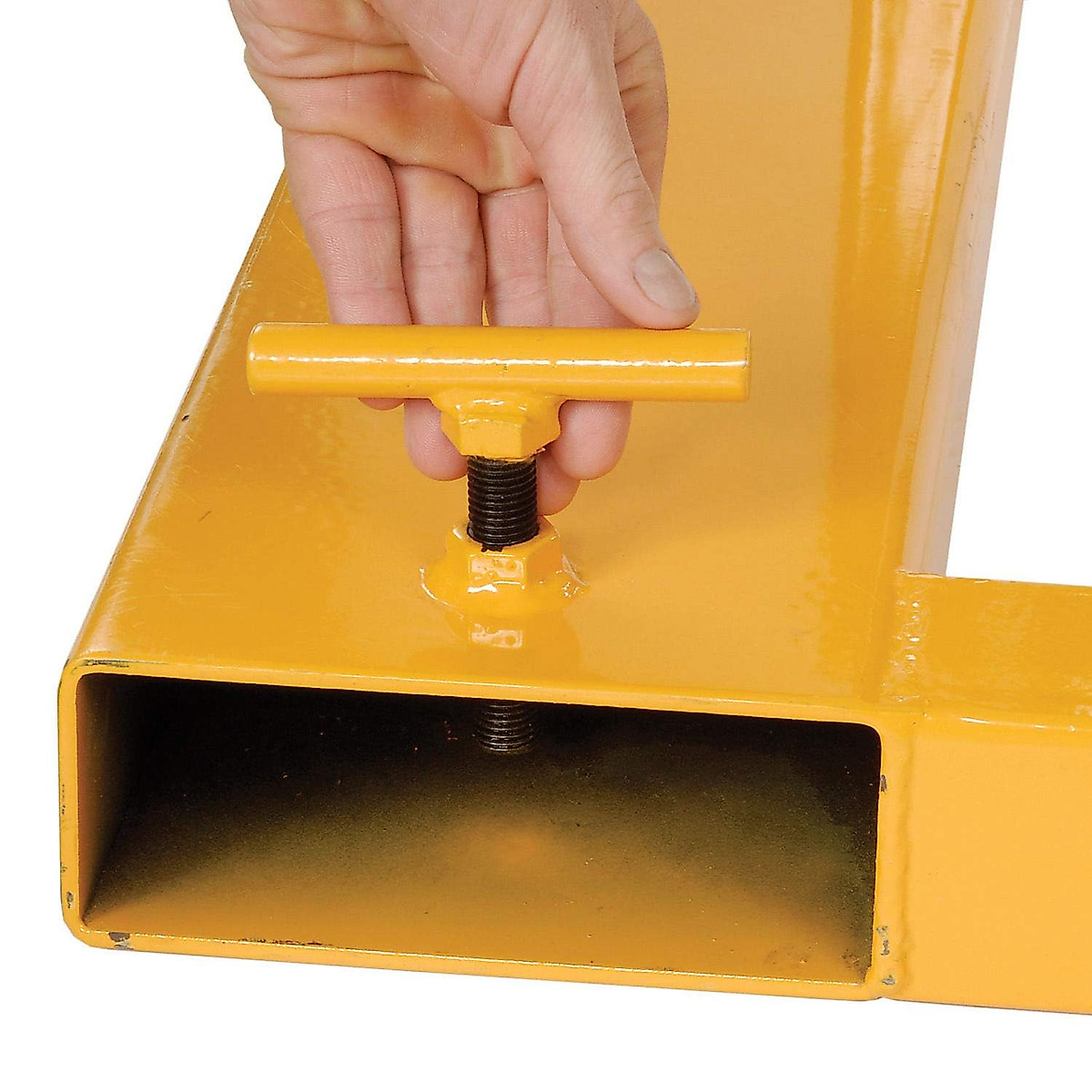 Global Industrial Forklift Tilting 55 Gallon Drum Dumper, Steel, Yellow, 800 Lb. Capacity