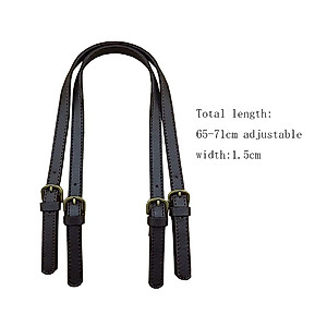 ConStore 2 PCS Leather Replacement Handles Shoulder Straps with Adjustable Buckle Purse Strap Bag Handles DIY Bag Belt Split Leather (Black)