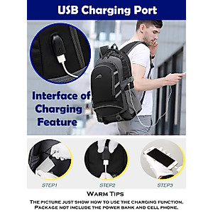 ProEtrade Backpack Daypack for School College Laptop Travel, Computer Bookbag Bag with USB Charging Port Anti Theft Laptop Compartment Fits 15.6 Inch Notebook, Gifts for Men & Women (Black)