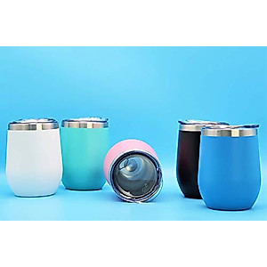 Personalized Monogram Wine Tumbler with Lid - Customized Stainless Steel Stemless Wine Glass