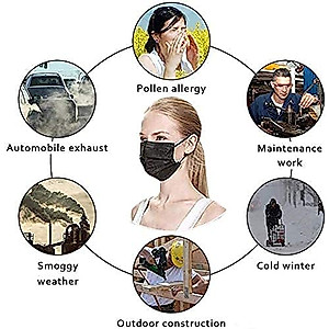 RIDAMON Black Disposable Face Masks 100 PCS Face Protection Masks 3 Ply Face Masks for Adults