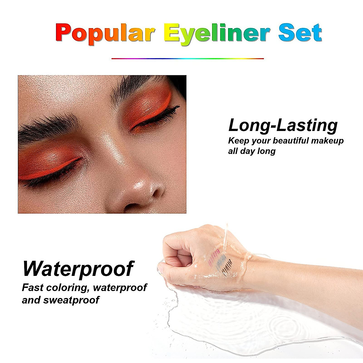 Geruicee 12 Colors Eyeliner Pen Set,Glitter Eyeliner Pencil,Pearl Eyeliner Pencil Waterproof Colored Eyeliners Long-Lasting Professional Eye Makeup Set for Women