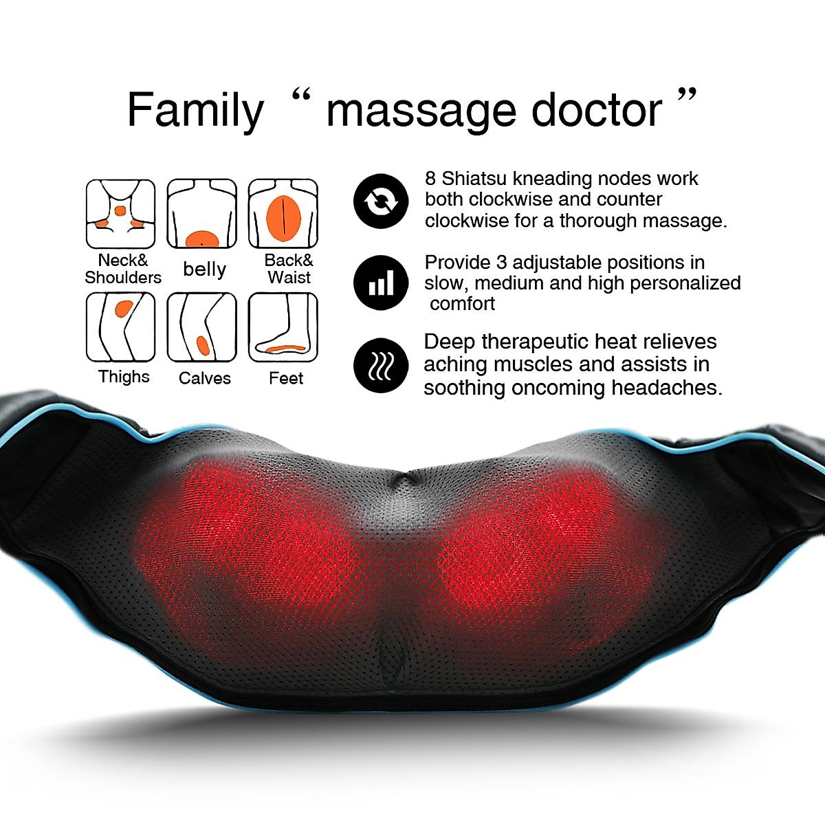 Mo Cuishle Shiatsu Back Shoulder and Neck Massager with Heat, Electric Deep Tissue 4D Kneading Massage, Best Gifts for Women Men Mom Dad, Fathers Day, Mothers Day, Christmas Gifts