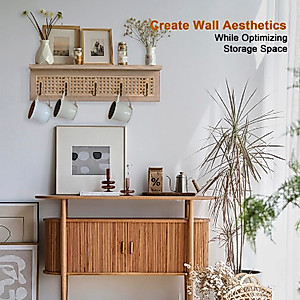 DIF DECO Coat Rack Wall Mount with Shelf,Entryway Coat Hanger with 5 Hooks for Hanging Coats Keys Hats Towels Bags,for Kitchen, Bedroom, Bathroom