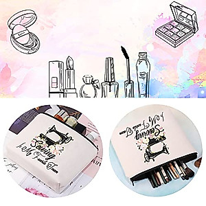 CMNIM Sew Gifts for Women Designer Quilting Cosmetics Bag Gifts for Seamstress Dressmaker Pouch Bag Sewing Is My Favorite Season (Sewing Season Makeup Bag)