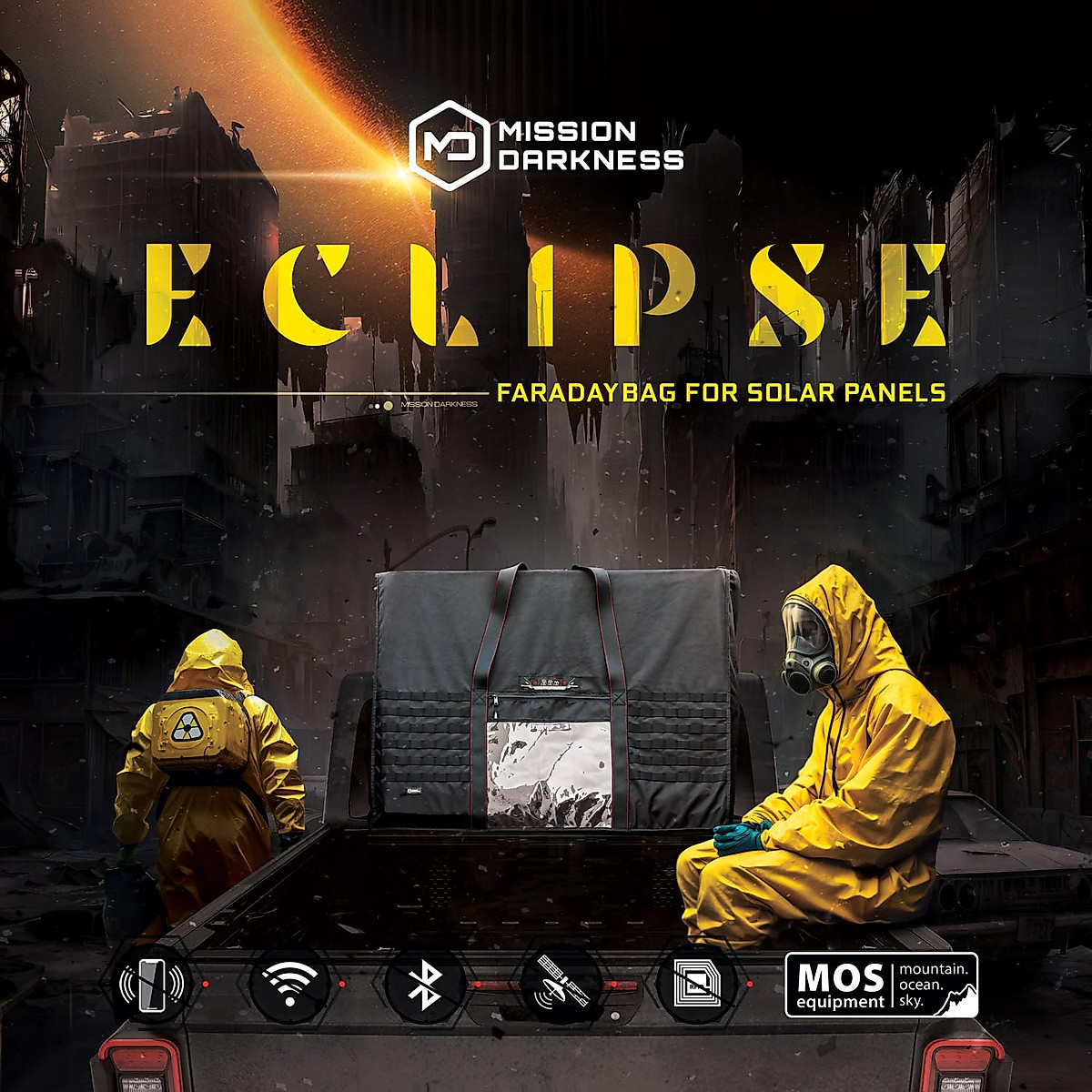 Mission Darkness Eclipse Faraday Bag for Solar Panels & Extra-Large Electronics // Military-Grade RF Shielding Case Designed for EMP CME Solar Flare Protection, Preppers, and Personal Security