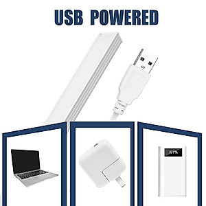 DWEPTU 2Pack LED Under Cabinet Light LED Light Bar with USB Powered Under Cabinet Lights for Closet Light Bar Under Counter Lighting Work Tables Student Dormitory (Include AC Plug)