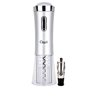 Ozeri Nouveaux II Electric Wine Opener with Foil Cutter, Wine Pourer and Stopper