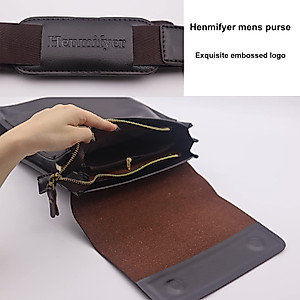 Henmifyer Mens Crossbody Bags Leather Messenger Shoulder Bag Side Sling Bag for Men Travel Work Business Magnetic Buckle (Brown)
