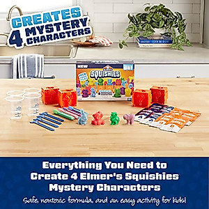 Elmer’s Squishies Kids’ Activity Kit, DIY Squishy Toy Kit Creates 4 Mystery Characters, 24 Piece Kit