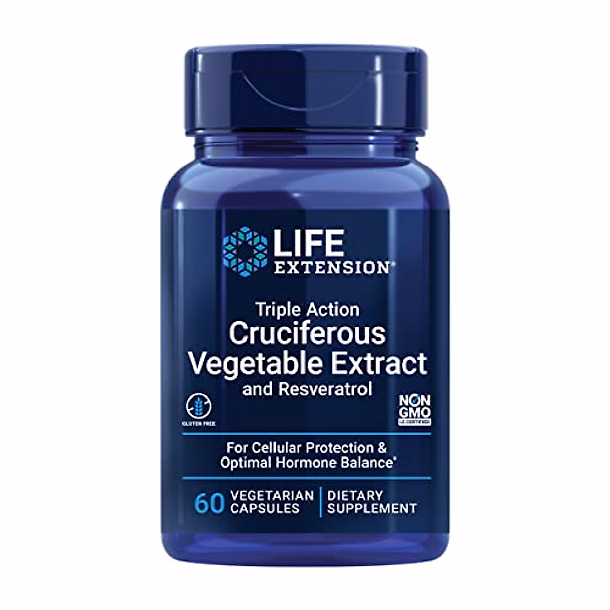 Life Extension Triple Action Cruciferous Vegetable Extract & Resveratrol – Veggie Food Based Formula Supplement for Cellular Protection Support & Hormone Balance – Gluten Free – 60 Capsules