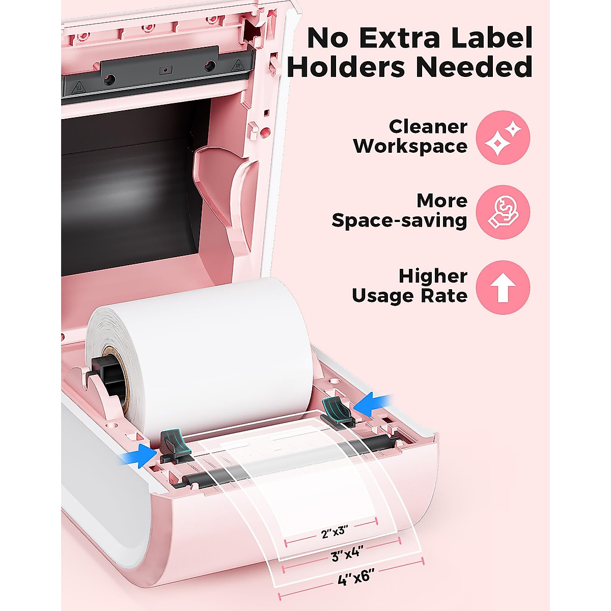 COLORWING Thermal Shipping Label Printer,D520 Bluetooth Thermal Label Printer for Small Business 4x6, Wireless Label Printer with A Label Bin Compatible with USPS,Amazon,Ebay,Etsy,Etc.(Pink)