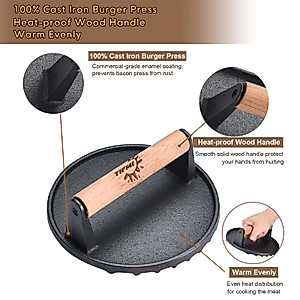 TIFMI 7" Burger Press & 4.6" Hamburger Press Patty Maker, Non-Stick Aluminum with 100 Patty Papers BPA Free, Cast Iron Grill Press for Perfectly Seared Bacon,Panini,Steak & Sandwiches