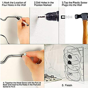 SAVICOS Wall Door Mount Pot Lid Rack,Kitchen Storage and Cabinet Organizer Holder,Chrome Finish