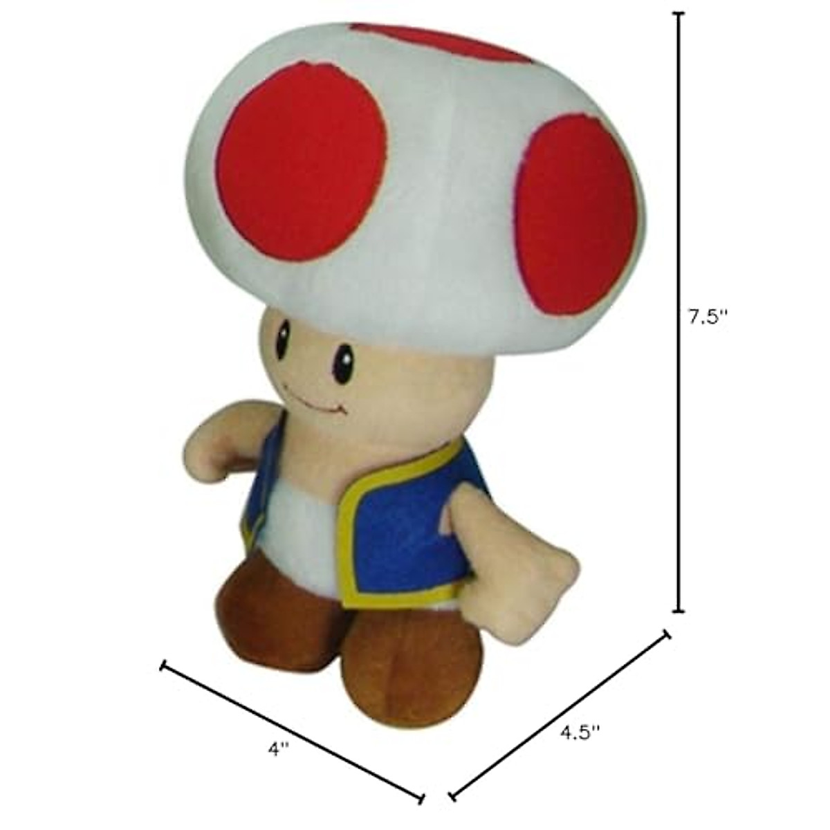 Little Buddy Super Mario All Star Collection 1417 Toad Stuffed Plush, Multicolored,7.5"