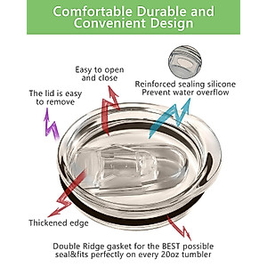 JELIEE 8 Pcs 20oz Skinny Replacement Lids Gray Tumbler Replacement Lids Spill Proof Splash Resistant Covers Replacement Classic Stainless Steel Tumblers lids for Tumbler Cups
