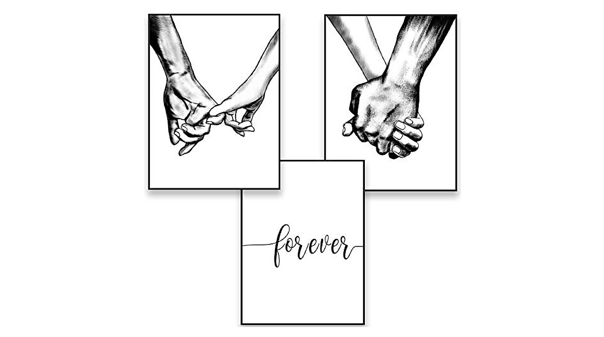 Hands Forever Framed Canvas Wall Art - Bedroom Decor for Couples