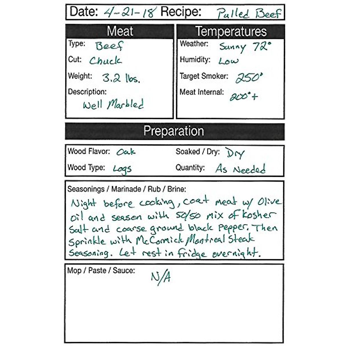 Cave Tools BBQ Smoker Recipe Notebook and Journal with Wood Smoking and Meat Temperature Guide for BBQ Smoker, Grill, and Other Outdoor Cooking Notes