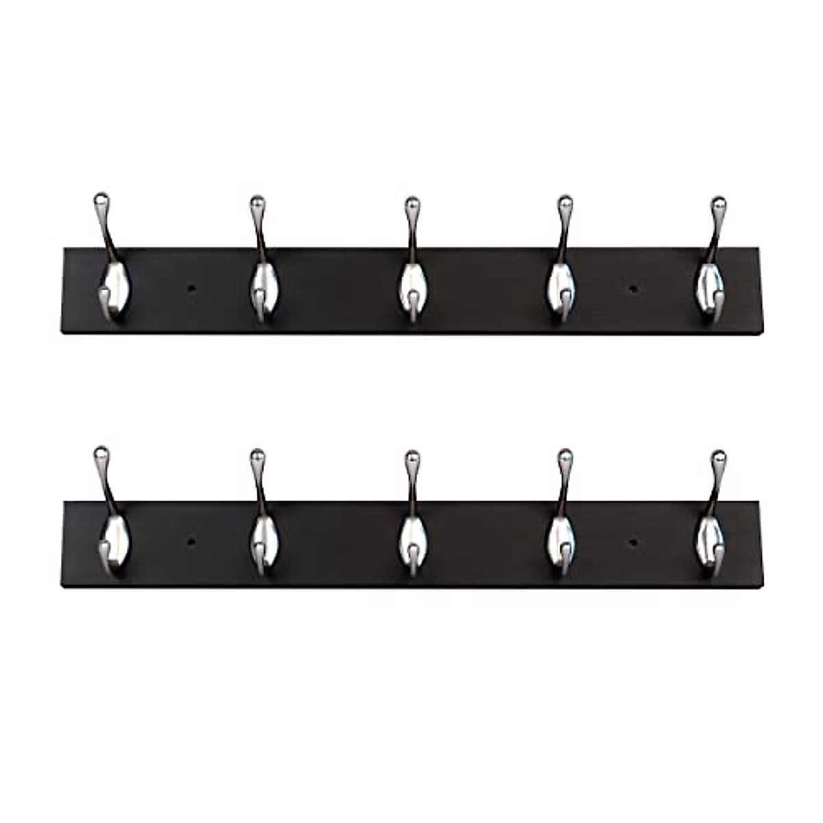 ROOREVO Coat Rack Wall Mounted 2 Pack, Hat Rack Wall Hooks, Coat Hooks Wall Hanger with 5 Metal Hooks (2 PCS, Black) New
