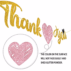 Thank You Banner Gold Glittery Staff Employee Appreciation, Bridal Shower Birthday and Wedding Ainiversary, Retirement, Party Sign Decorations