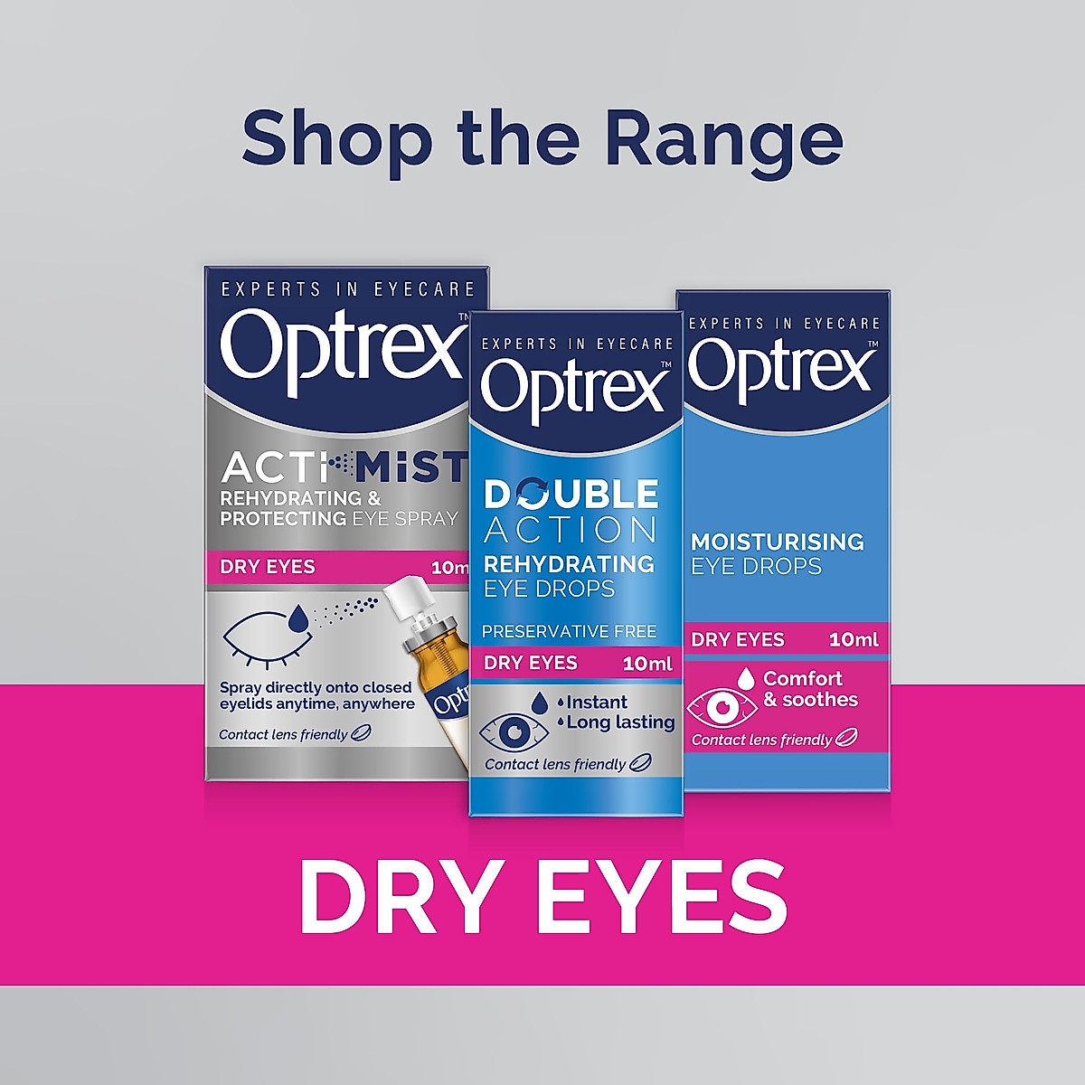 Optrex ActiMist 2in1 Eye Spray for Dry + Irritated Eyes 0.34oz (10ml)