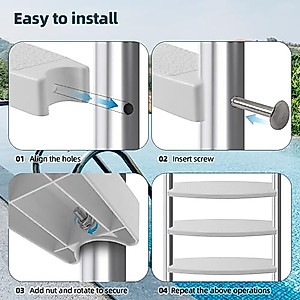 TonGass (3-Pack) 18" Universal Heavy-Duty Molded Plastic Swimming Pool Ladder Rung Step with Stainless Steel Bolts White